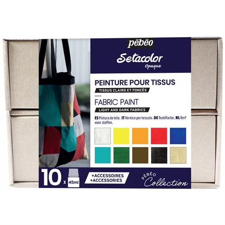 Pebeo Setacolor Opaque Collection Set 10 x 45ml No.2 Colours