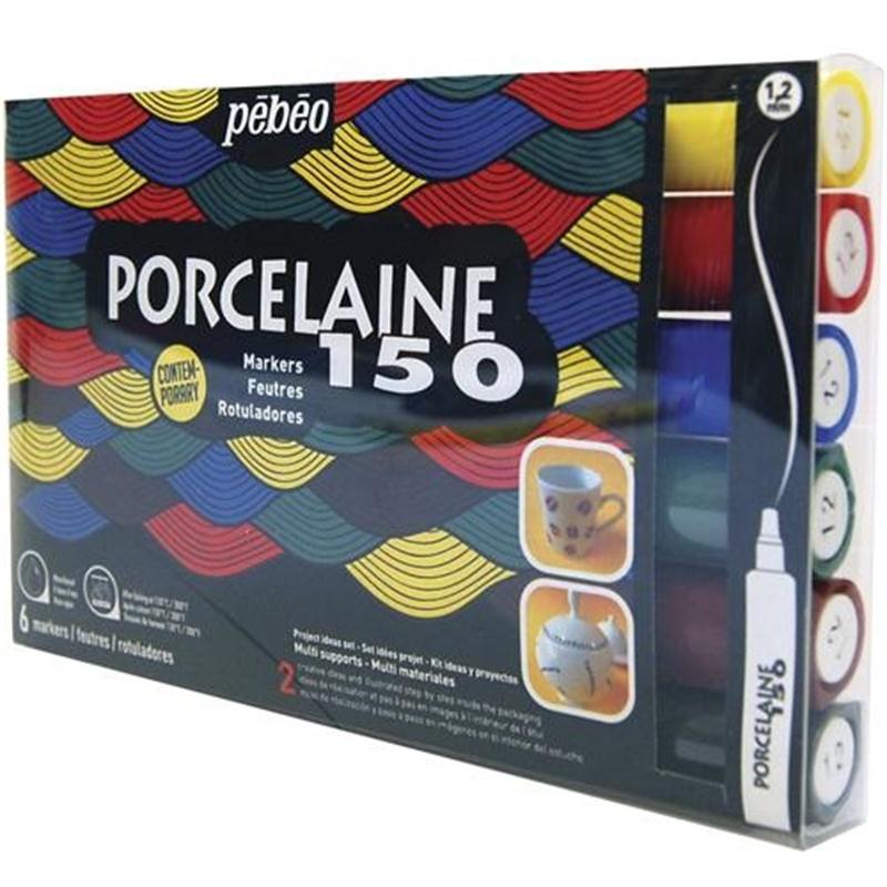 Pebeo Porcelaine 150 Marker Set Of 6 Contemporary Colours Bullet Tip