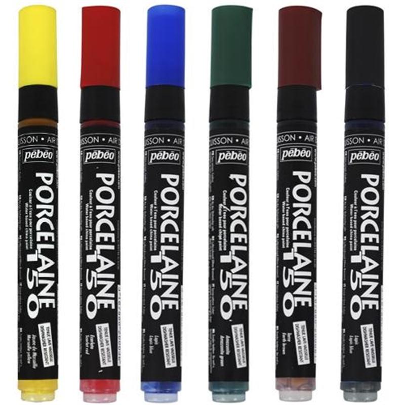 Pebeo Porcelaine 150 Marker Set Of 6 Contemporary Colours Bullet Tip