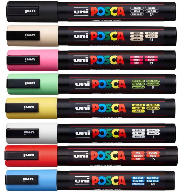 Posca PC-5M Wallet of 8 Pens (Set 5)