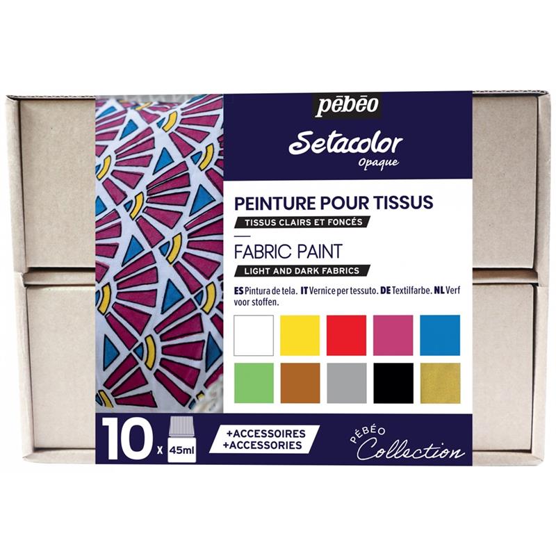 Pebeo Setacolor Opaque Collection Set 10 x 45ml No.1 Colours
